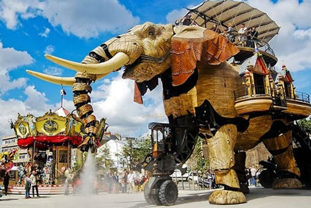 Mechanical elephant, made out of recycled materials